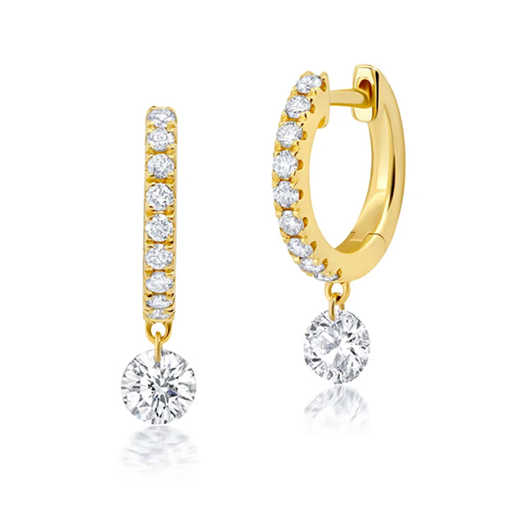 Graziela Gems Women s 18K White Gold 0.86 TCW Diamond Huggie Hoops Yellow Gold