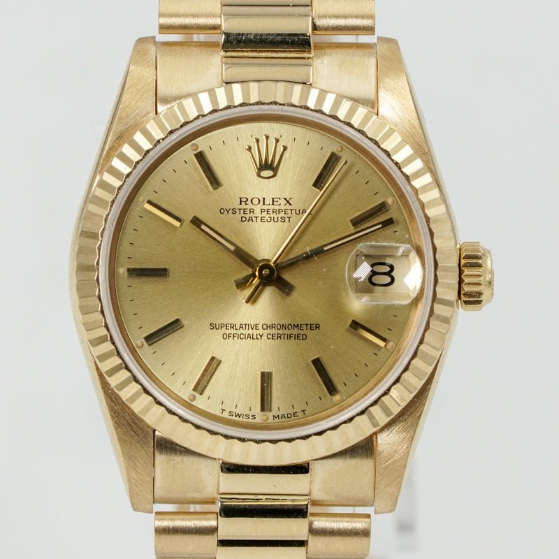 Rolex Datejust 68278 18K Yellow Gold Champagne Dial 31mm 1986 – Moyer ...